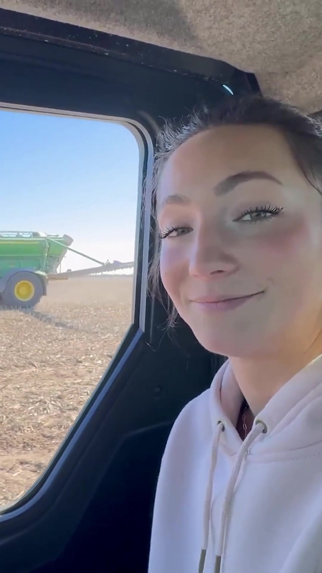 Checking out a monster machine in the fields