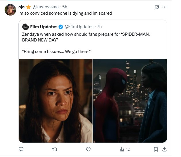 Zendaya drops emotional death teaser during 'Spider-Man: Brand New Day ...