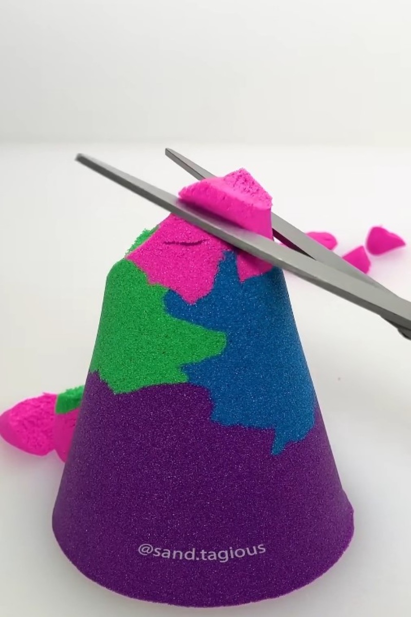 Cutting Colorful Sand Cone DIY Art Craft