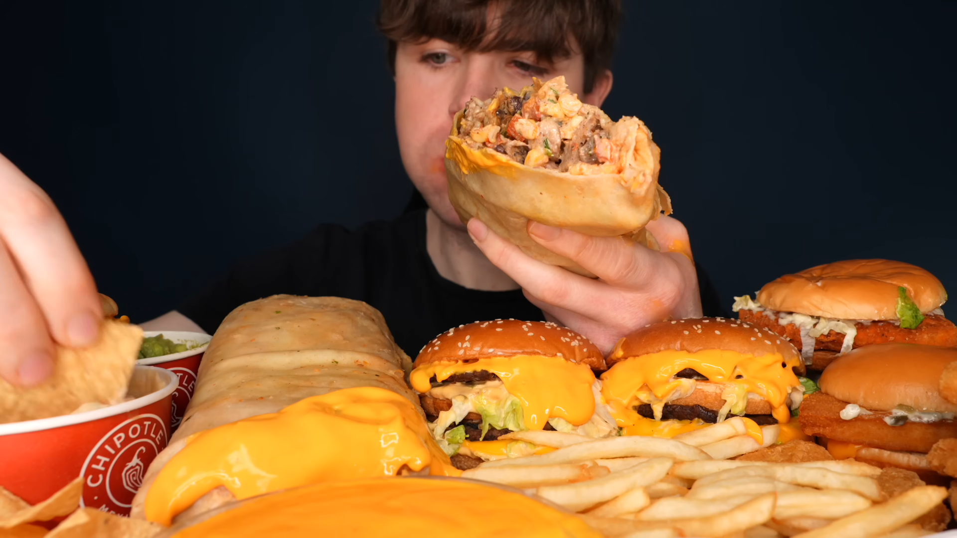 He covered everything in cheese… burgers, burritos & fries