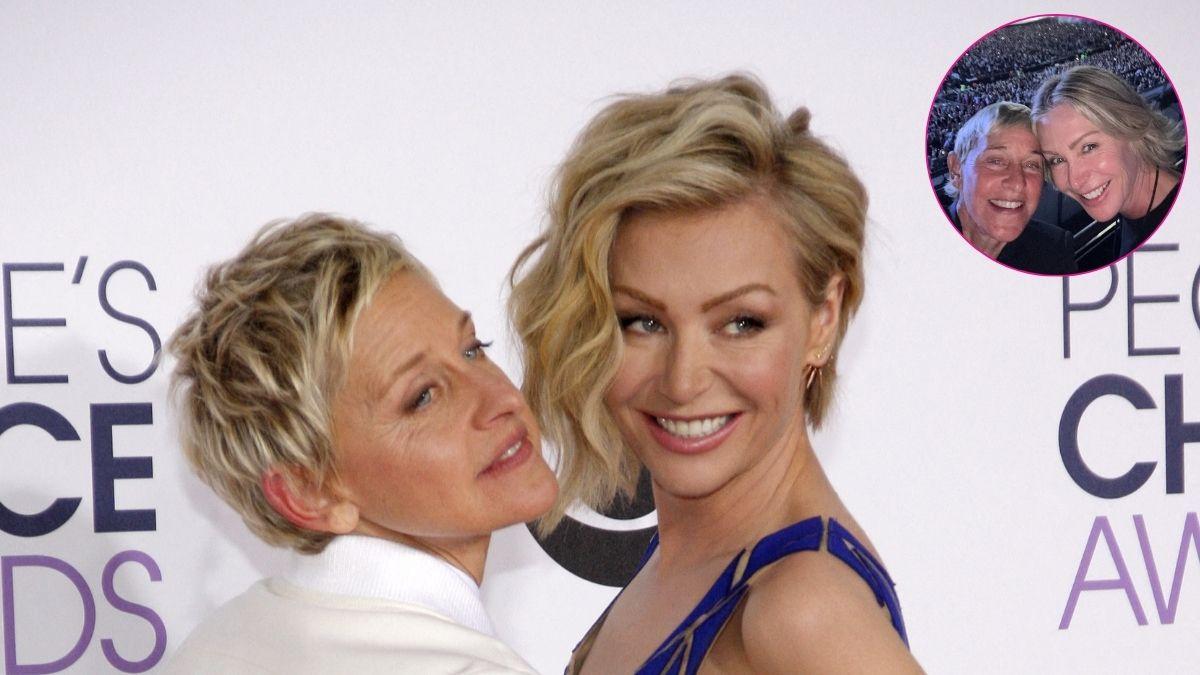 Ellen DeGeneres and Portia de Rossi all smiles at Harry Styles concert ...