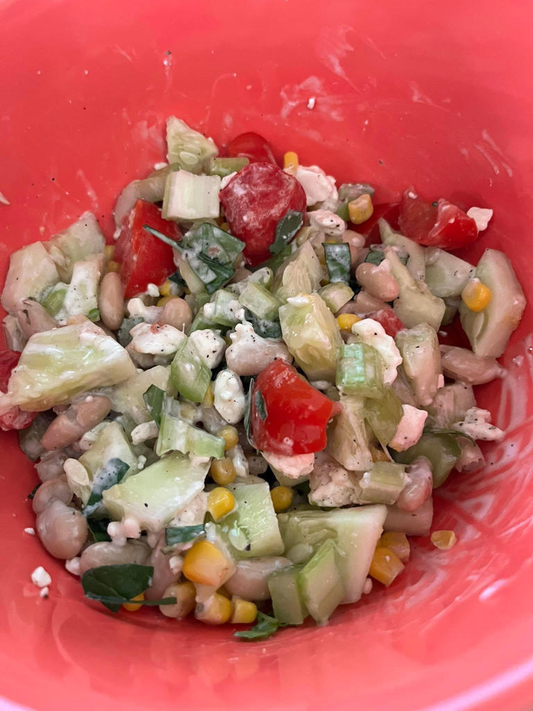 White bean cucumber tomato salad
