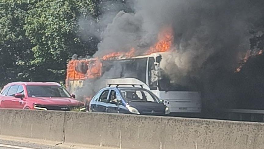 Rush hour coach fire closes section of M25