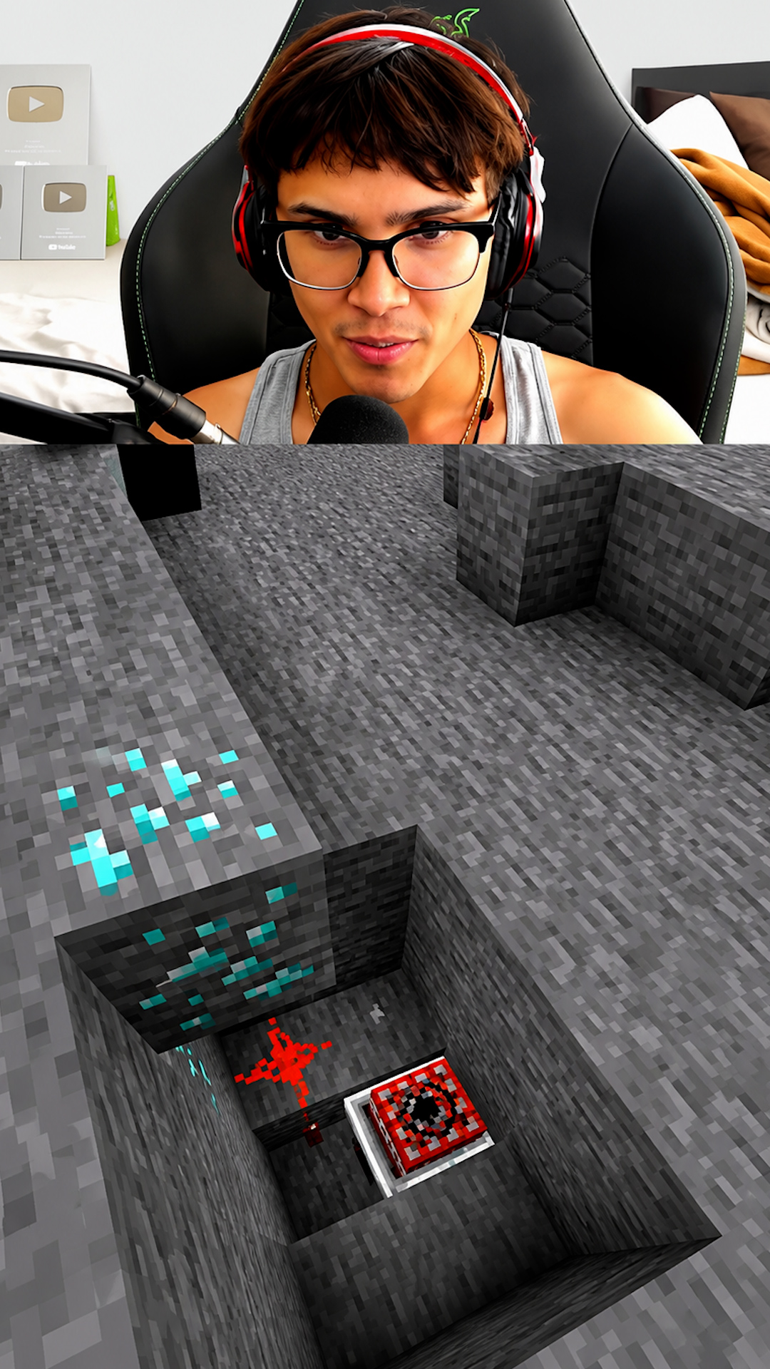 Testing a hidden diamond trap in Minecraft