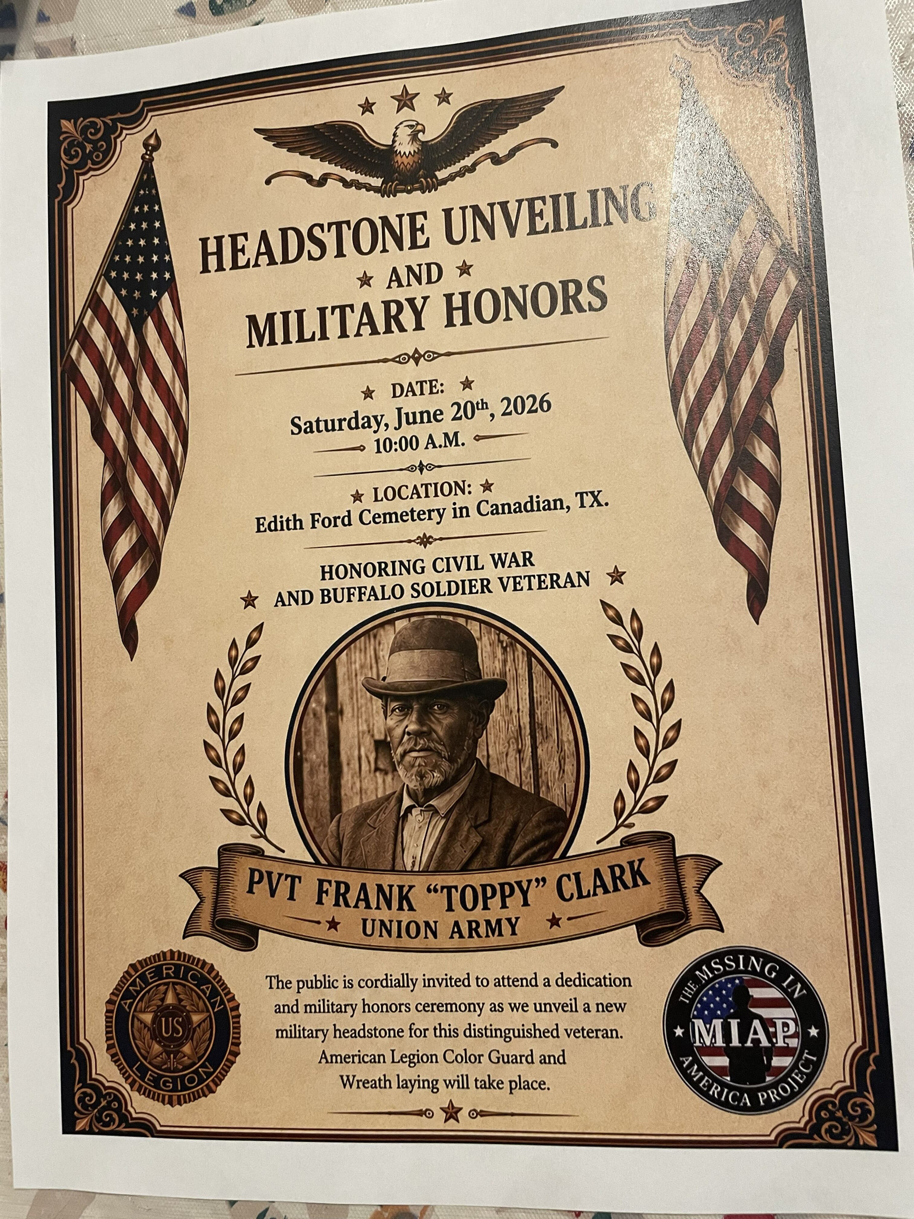 Headstone ceremony for former Buffalo Soldier this Saturday in Canadian