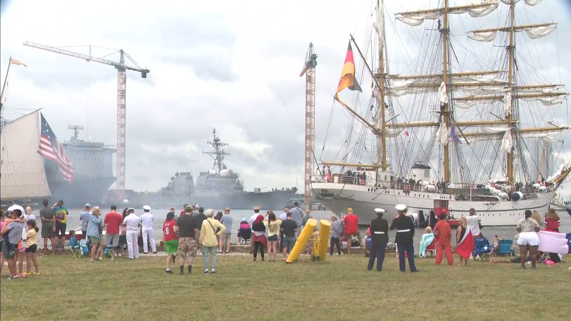 Not just a weekend: This Sail250 spectator following Parade of Sail ...