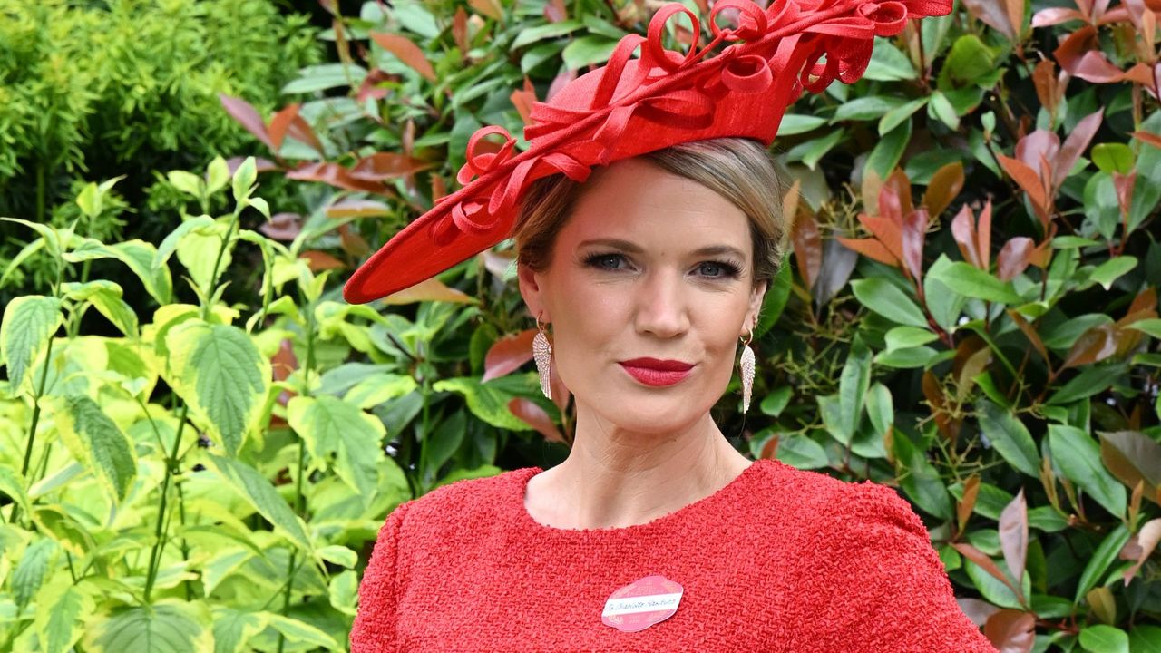 Charlotte Hawkins showcases tomato red dress and matching hat at Royal ...