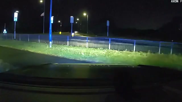 Moment motorhome thief crashes into footbridge and somersaults off
