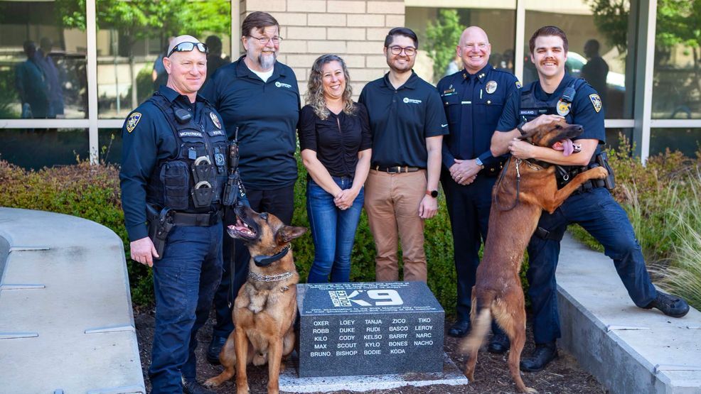 Medford police unveil new K-9 memorial replacing vandalized tribute to Oxer