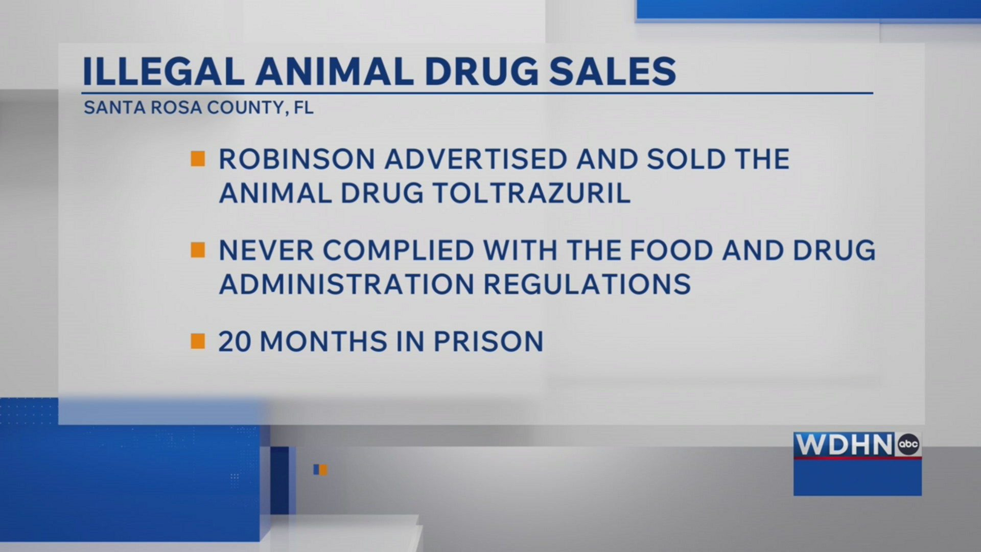 Florida man sentenced to 20 months for illegal animal drug sales