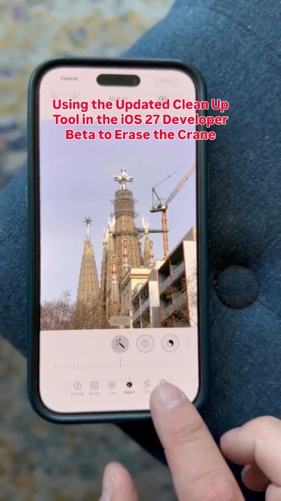 Using the updated clean up tool in the iOS 27 developer beta to erase ...