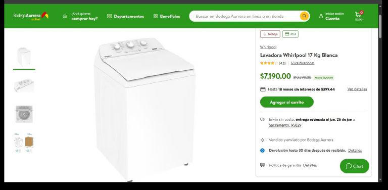 Bodega Aurrera rebaja lavadora Whirlpool de 17 kg: con un sistema de ...