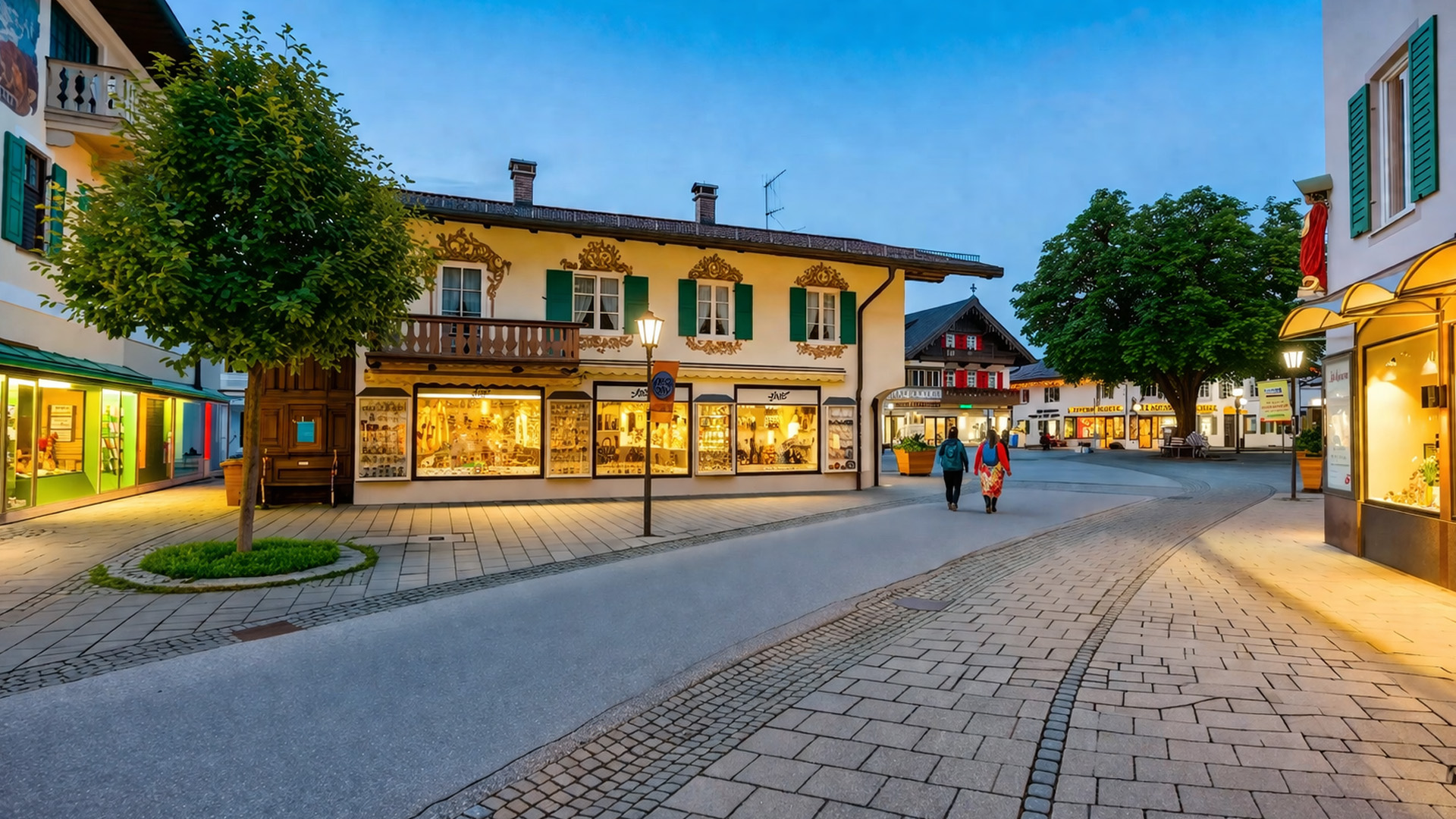Garmisch Partenkirchen Germany glows on a peaceful evening walk (4K)