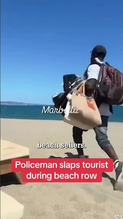 Policeman slaps tourist during heated beach row in Marbella