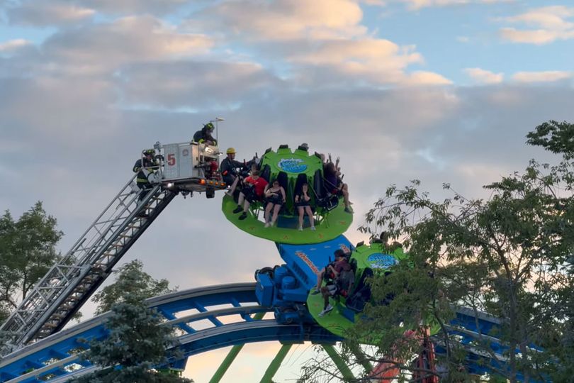 Amusement park horror as guests left stranded 75 feet in the air with ...