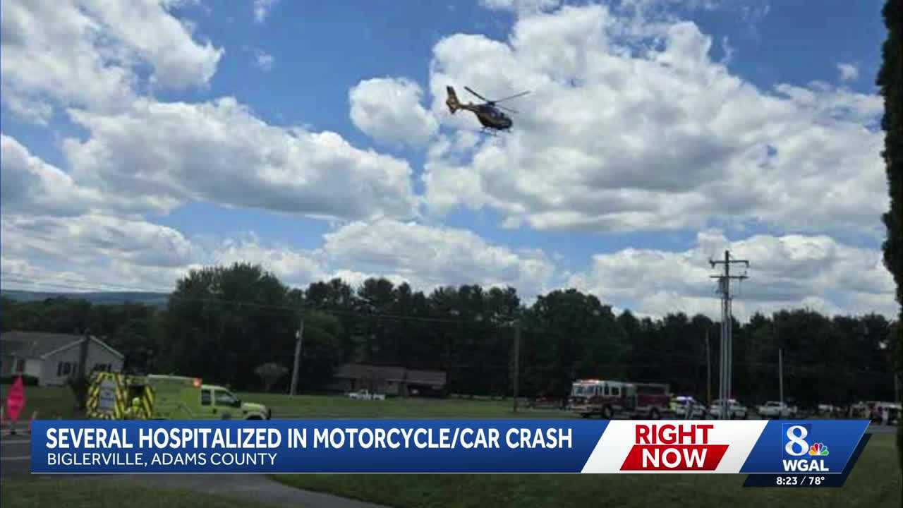Multi-vehicle crash involving a motorcycle shuts down Route 30 in Adams ...