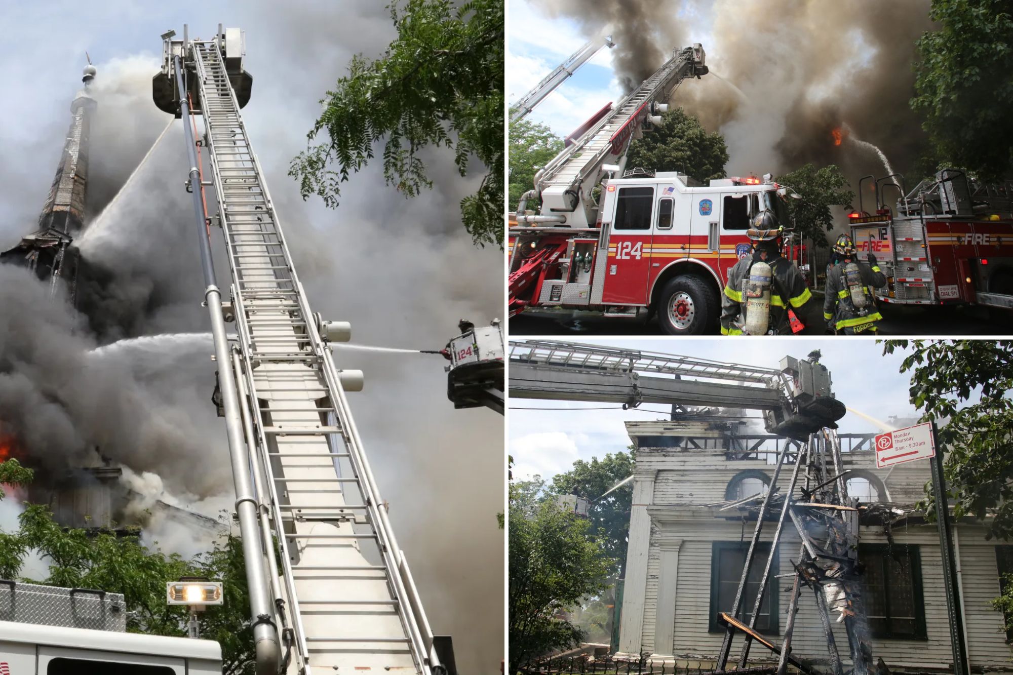 Inferno engulfs landmarked, 173-year-old NYC church, causing steeple to ...