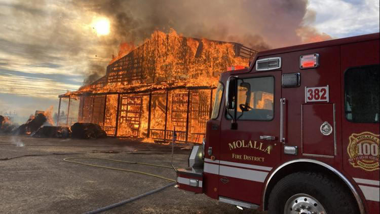 Fire breaks out at Coleman Ranch in Molalla after evening event