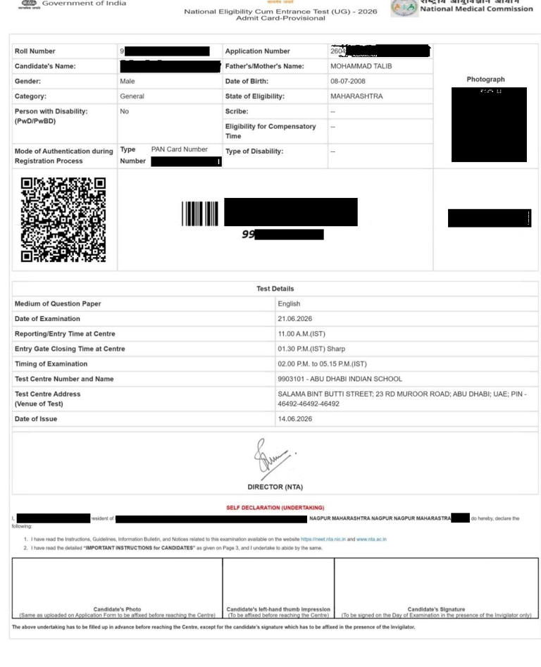 NEET-UG admit card mix-up: Nagpur student allotted Abu Dhabi exam ...