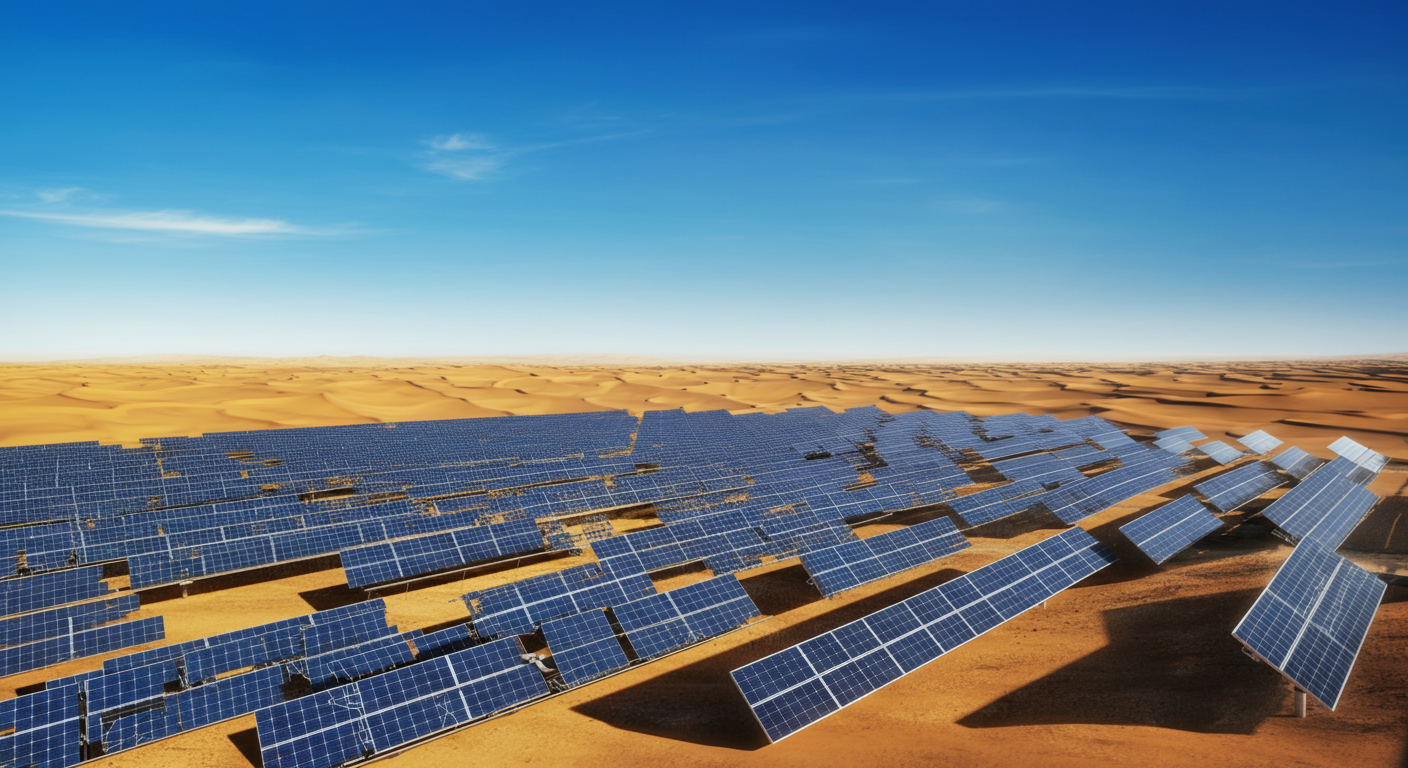China’s 400-kilometre Great Solar Wall stretches across a desert and is ...