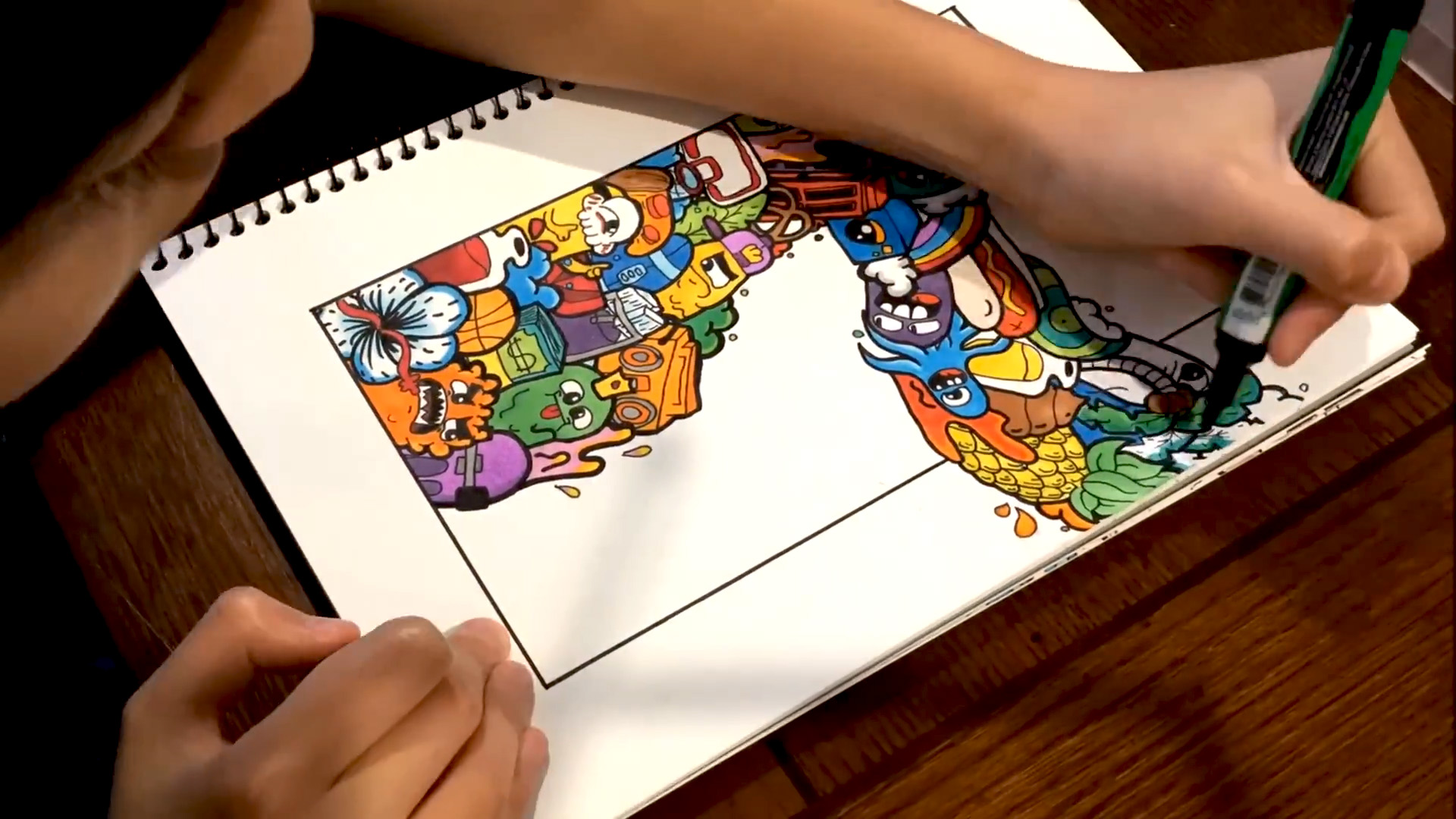 The artistic process of creating a 3D doodle drawing