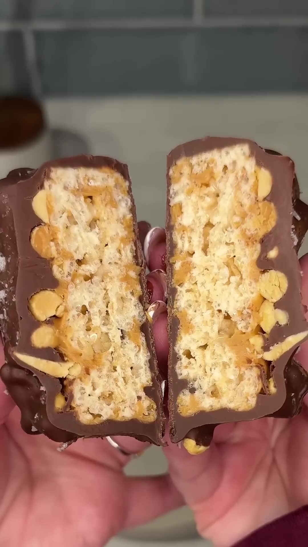 Rice cereal bars get a rich peanut butter and chocolate topping