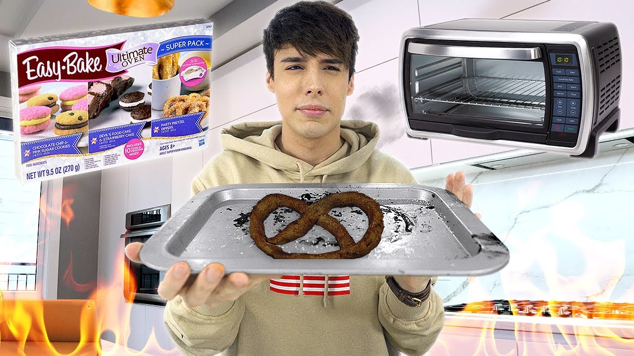 Cooking miniature Easy Bake Oven meals inside real professional ovens