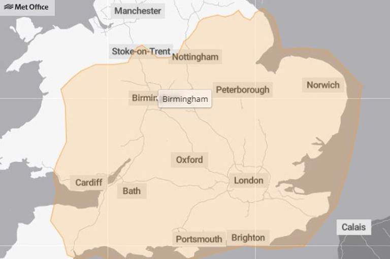 Birmingham amber weather warning as 30C-plus expected on two days next week