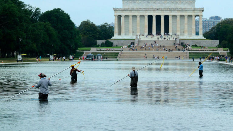 Trump says vandals used chemicals to damage newly renovated reflecting ...