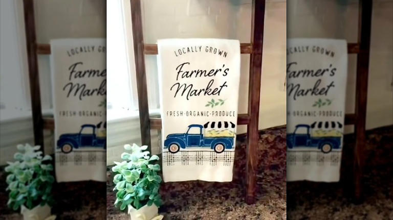 DIY a rustic kitchen towel ladder with a few affordable Dollar Tree ...