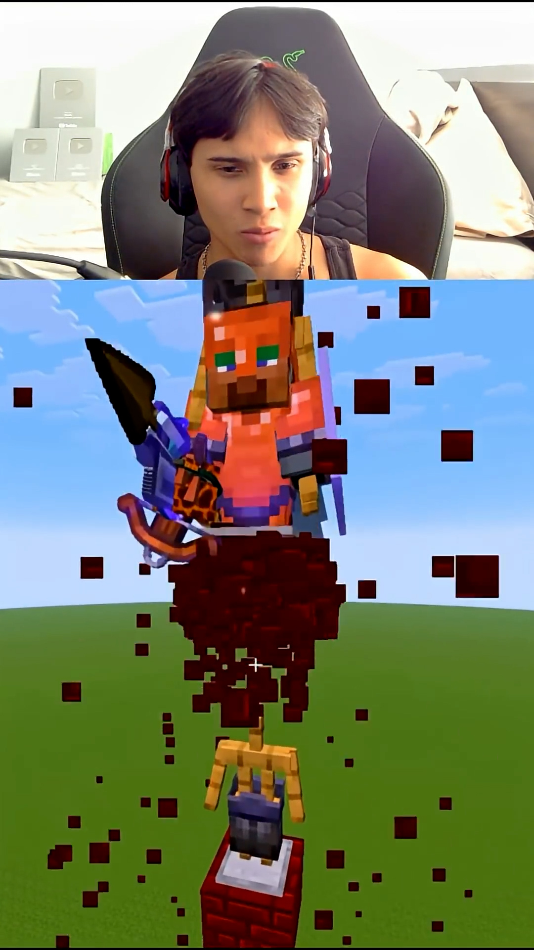 Minecraft armor stand experiment during vertical fall