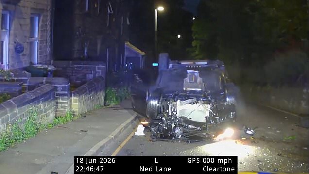 Dramatic moment car flips onto roof following high-speed 110mph police ...
