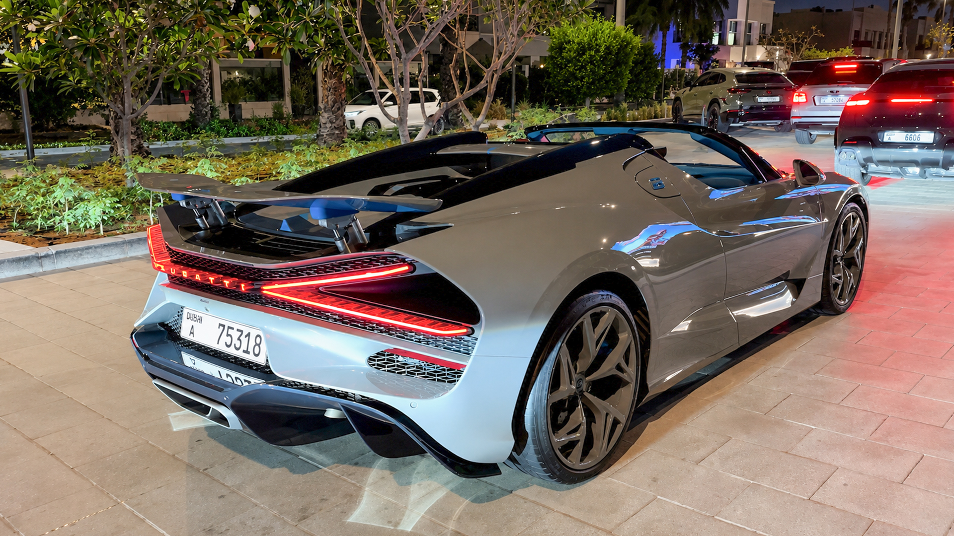 $5,000,000 Bugatti Mistral seen in Dubai at night