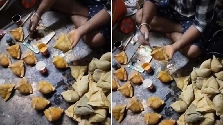 ‘Is this real?’: Video shows man applying colour to samosas, but not ...