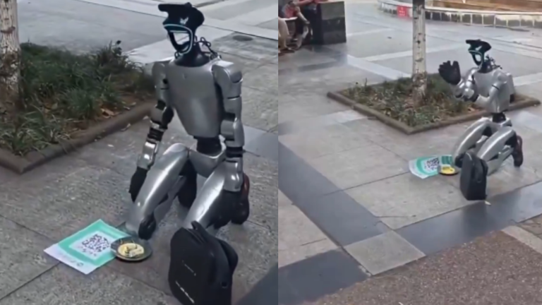 Chinese humanoid robot begs on street; asks for donation to pay ...