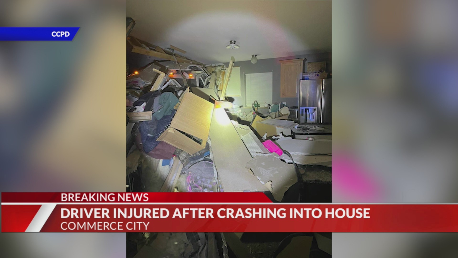 Driver injured after crashing into Commerce City home