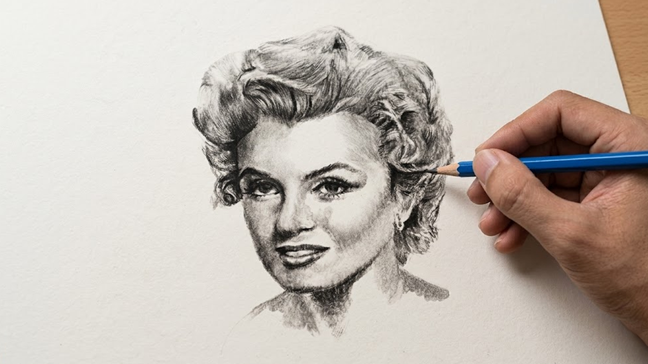Woman face drawing animation process | Learn structure and shading basics