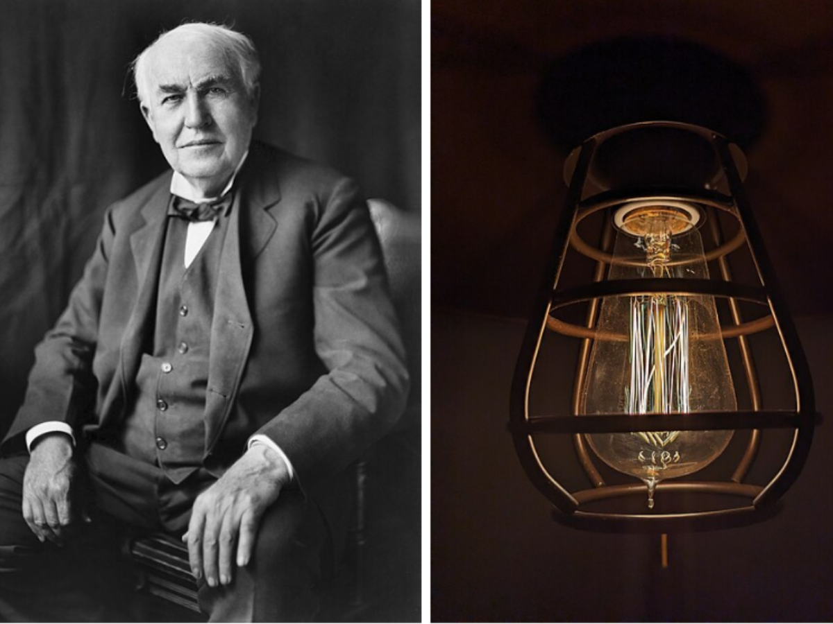 In 1879, an inventor kept a carbon-filament bulb glowing for hours, and ...