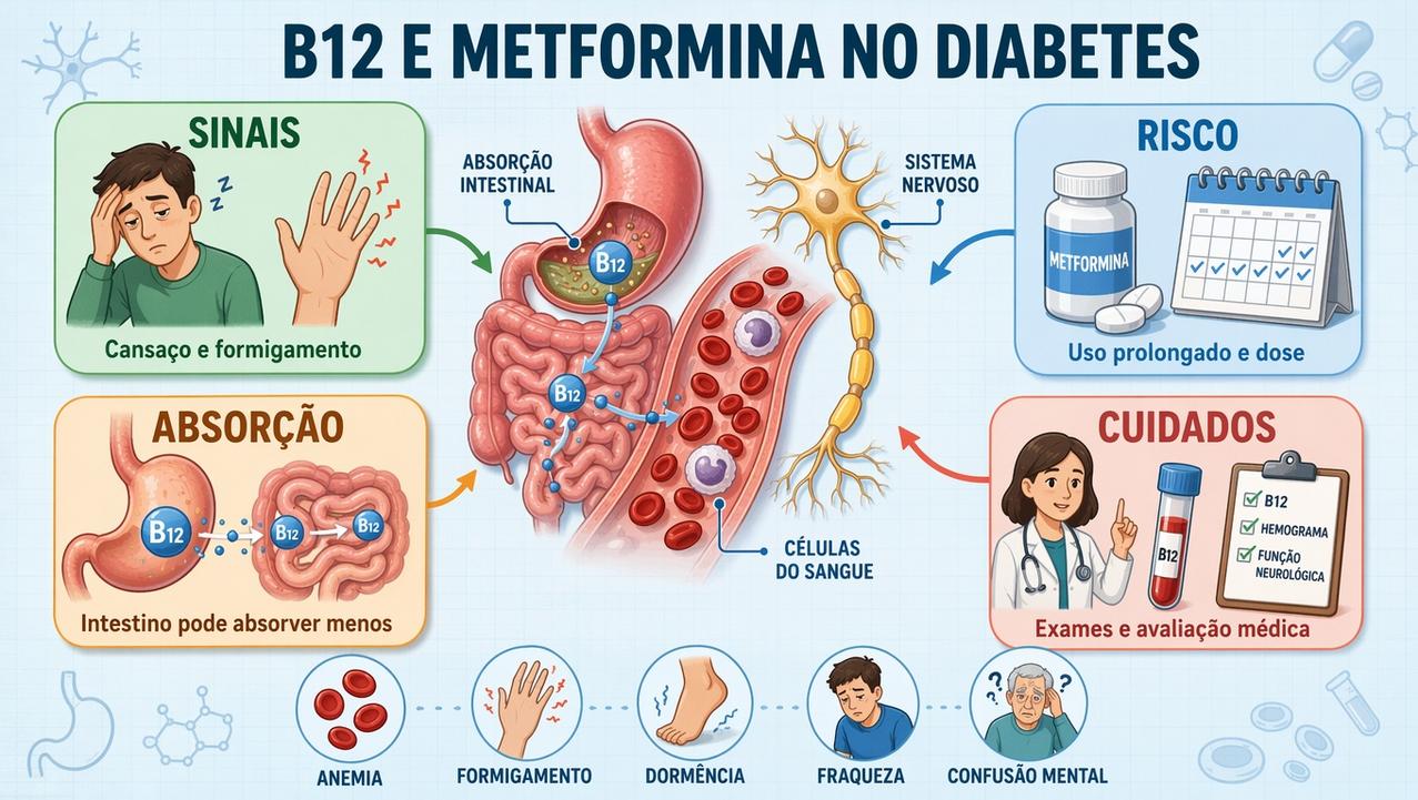 Quem usa metformina por muito tempo pode desenvolver deficiência de ...
