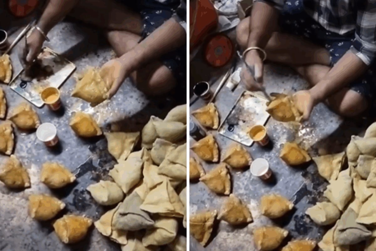 ‘Is this real?’: Video shows man applying colour to samosas, but not ...