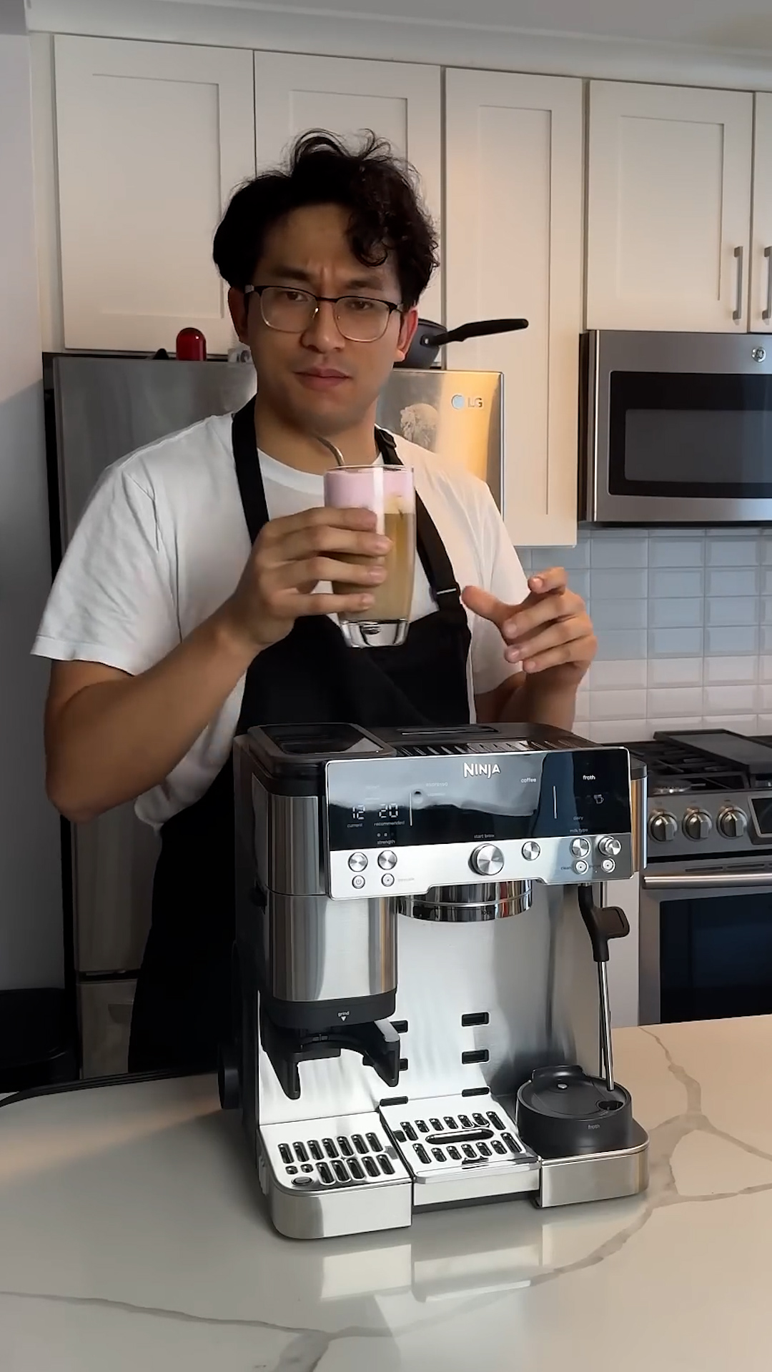 Strawberry cold foam latte made at home for a fraction of cafe prices