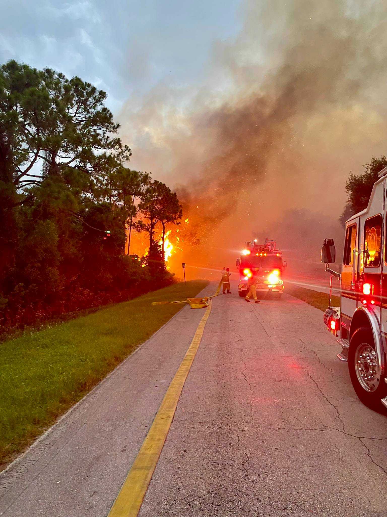 Brush fire sparks in Hobe Sound, crews working to contain flames