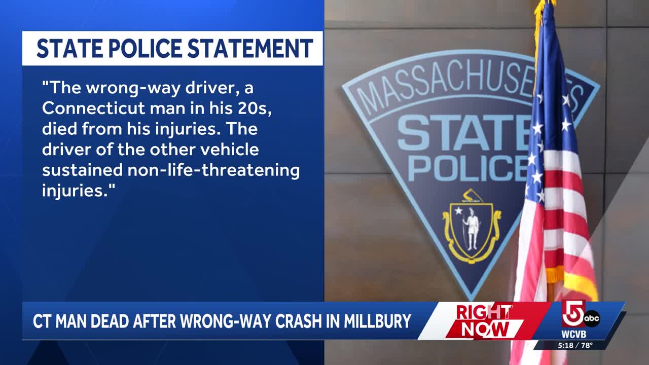 Connecticut man dies in wrong-way crash on Route 146 in Millbury