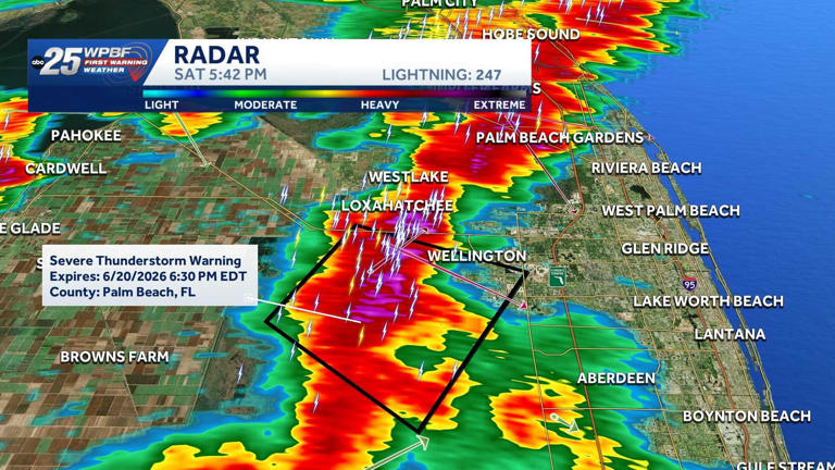 Severe thunderstorm warning issued for Palm Beach County