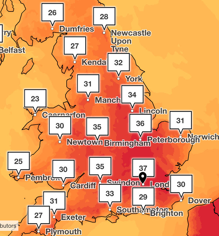 Mapped: UK heatwave forecast with weekend temperatures set to hit 37C