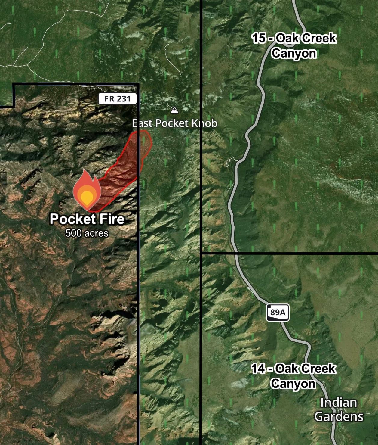 See a map of where the Pocket Fire is burning near Sedona