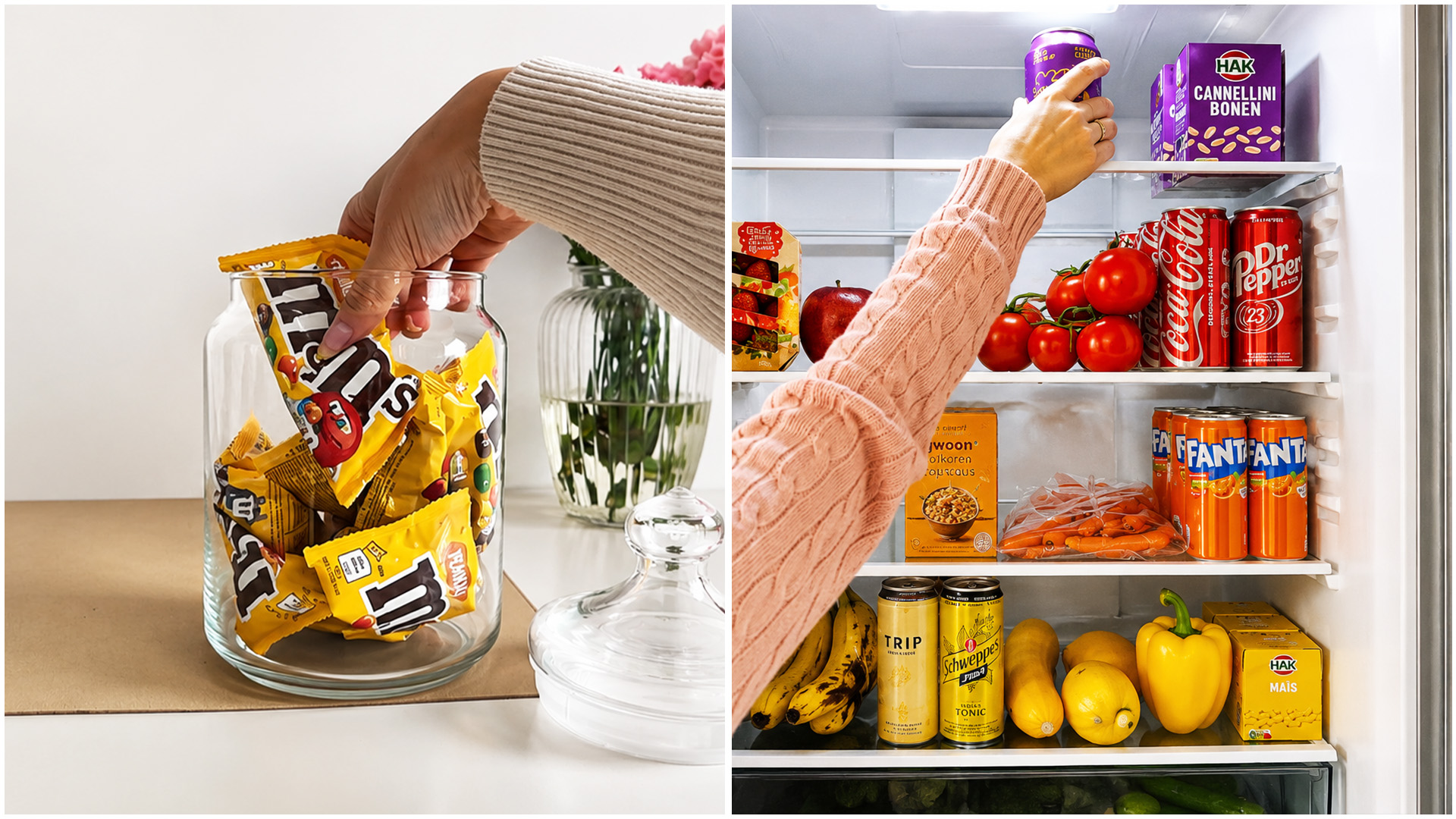 Colorful pantry and fridge restock transformation