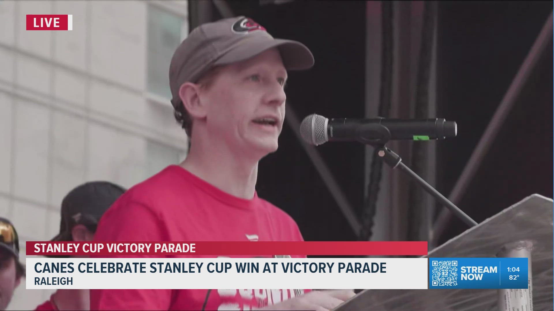 Canes general manager Eric Tulsky speaks at victory parade