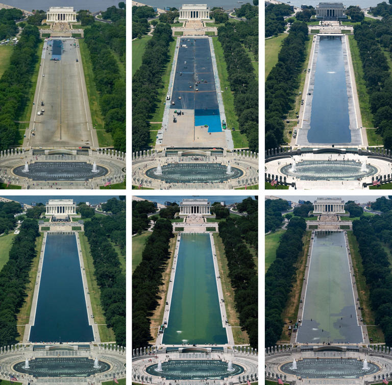Green water, peeling paint. What's going on with the Reflecting Pool?