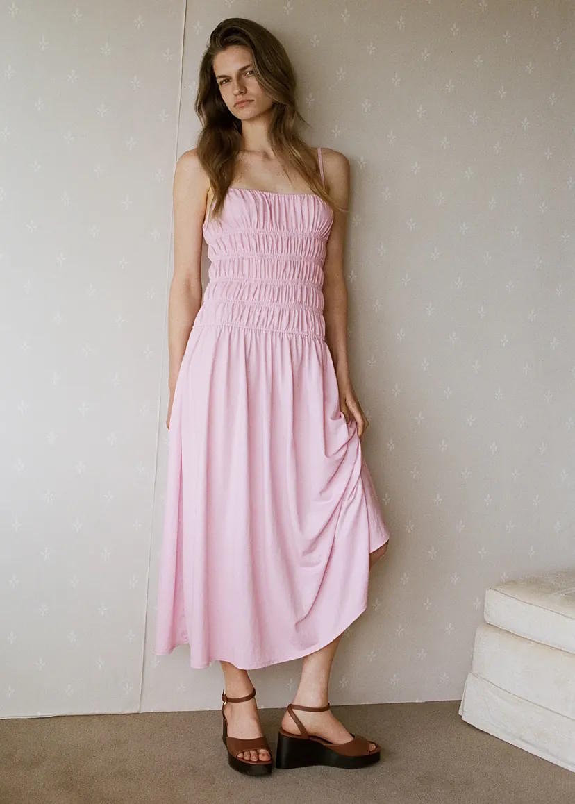 Mango and Stradivarius dresses with a flattering tummy-skimming effect